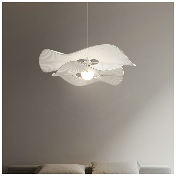 Plain fabric fashionable pleats pendant light with lotus leaves design ...