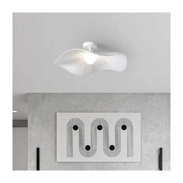 Stylish fabric ceiling light with a lotus flower and straw hat shape ...