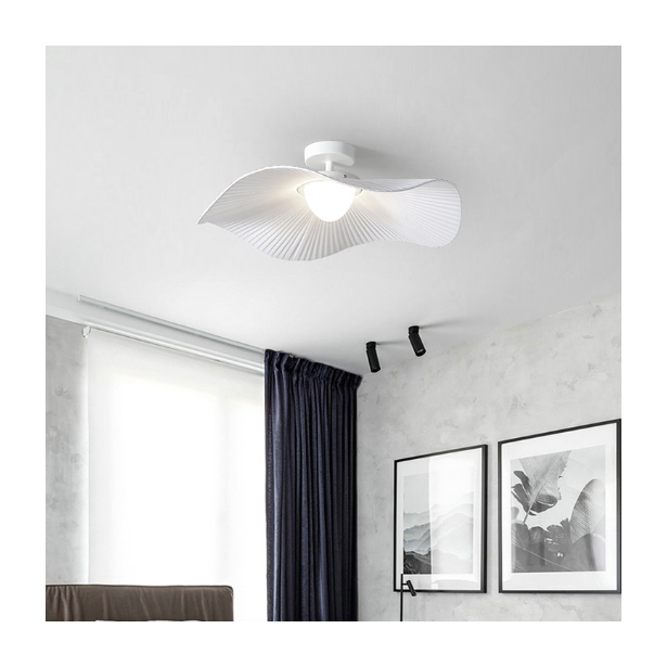 Stylish fabric ceiling light with a lotus flower and straw hat shape ...